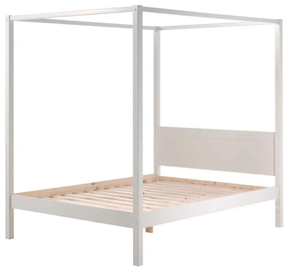 Bílá dětská postel Vipack Pino Canopy, 140 x 200 cm