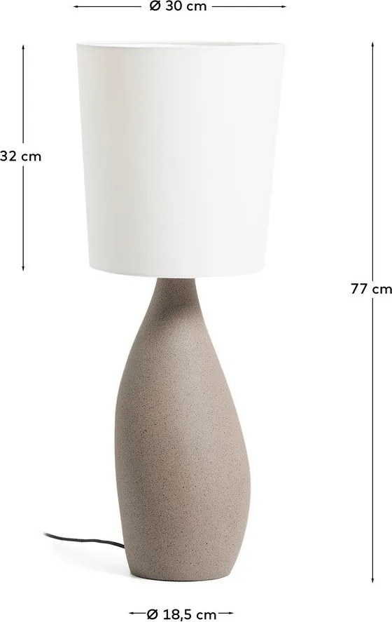 Bílá/světle šedá stolní lampa s textilním stínidlem (výška 77 cm) Viona – Kave Home