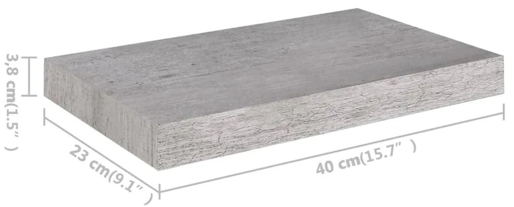 Plovoucí nástěnné police 4 ks betonově šedé 40x23x3,8 cm MDF