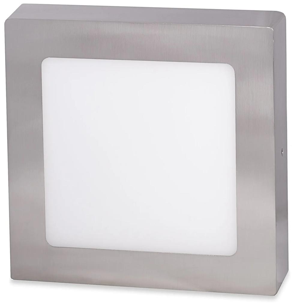 Stříbrný přisazený LED panel hranatý 225 x 225mm 18W Barva světla Denní bílá LED-CSQ-18W41CHR