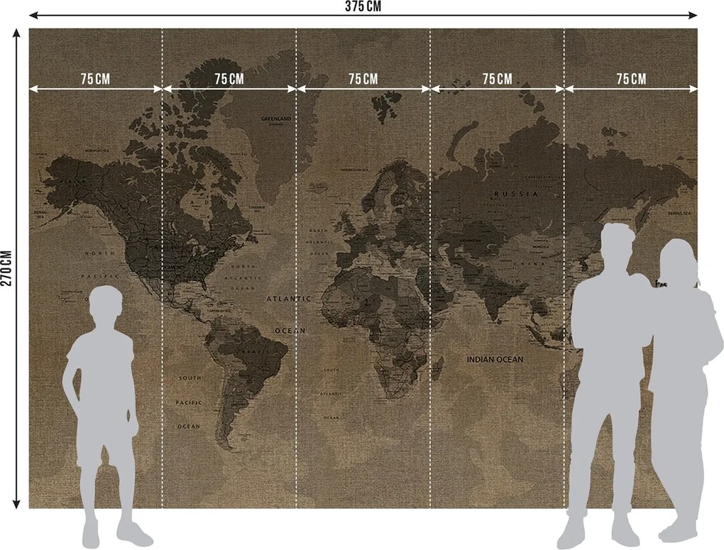 Fototapeta na míru Historická Mapa Světa | Vliesová fototapeta na zed' | DFTNXXL1215