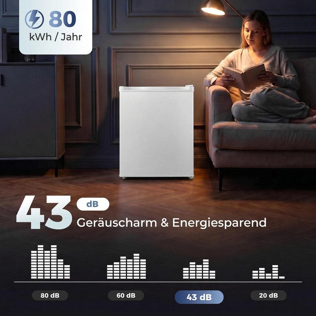 HOMCOM Mini lednička s mrazákem, nastavitelný termostat, malá lednička, jednodveřová, 72,5 l, bílá