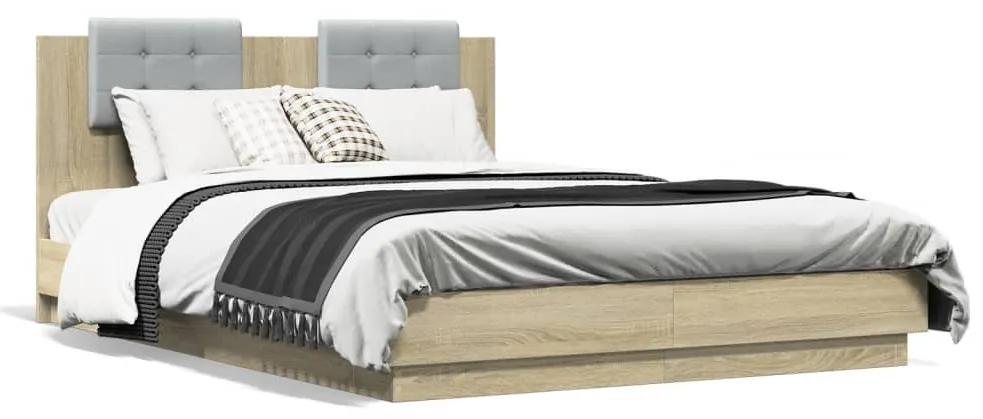 vidaXL Rám postele s čelem dub sonoma 150 x 200 cm kompozitní dřevo