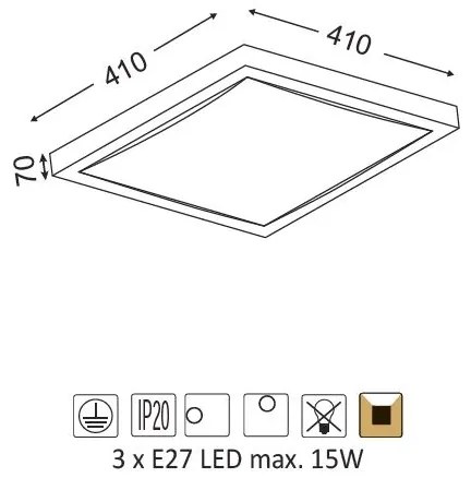 ACA DECOR Přisazené svítidlo INDIANA max. 3xLED 15W/E27/230V/IP20