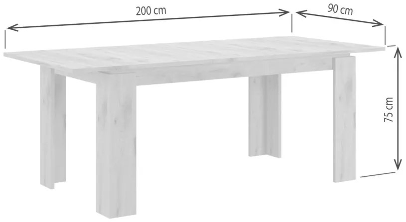Rozkládací jídelní stůl Titan 160x90 cm, bílý