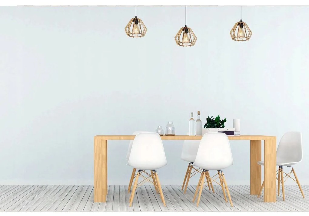 Závěsné svítidlo Timber, 1x dřevěné stínítko, lp