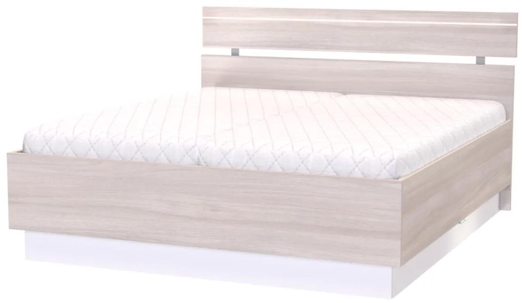 Nábytek Mikulík Dvoulůžková postel SMART L s úložným prostorem a LED, 180×200 cm Dekor: Dub natur