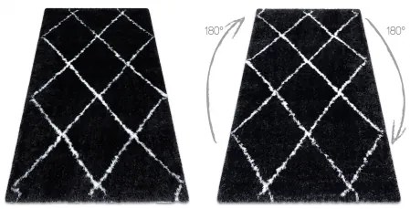 koberec FLUFFY 2373 shaggy laťková mříž antracit / bílá velikost 120x170 cm | krásné koberce cz