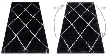 koberec FLUFFY 2373 shaggy laťková mříž antracit / bílá velikost 160x220 cm | krásné koberce cz