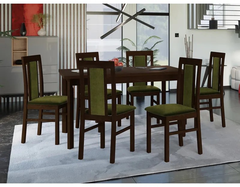 Rozkládací stůl se 6 židlemi - AL34, Barva dřeva: bílá-L, Potah: 26x - Kronos 22