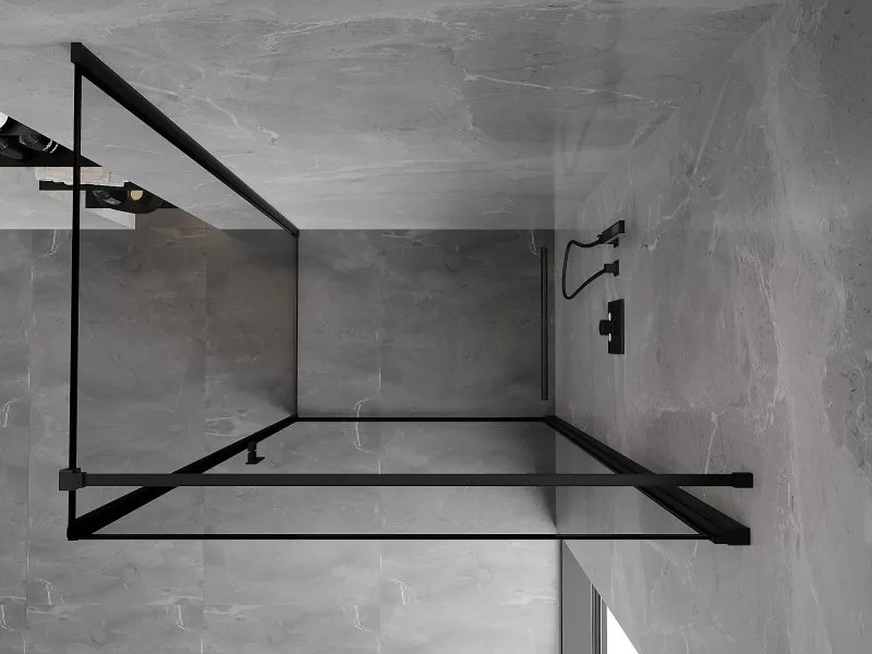 Mexen Mist-B, 1-křídlý výklopný sprchový kout, pravý, 100 x 90 cm, čiré sklo-černý rám, 8A2T-100-090-70-70-P