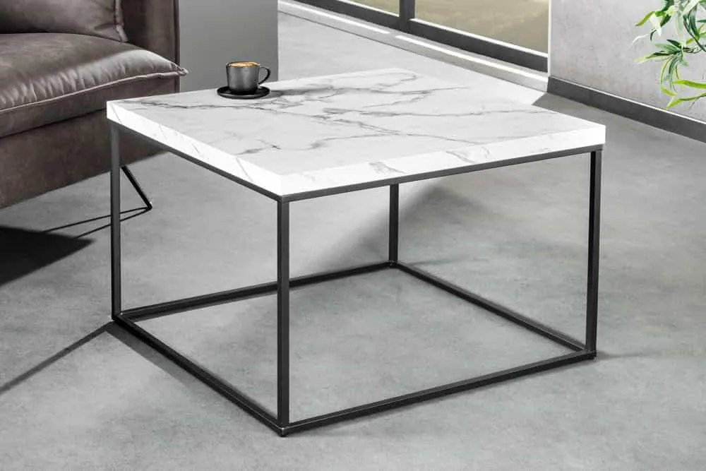 Designový konferenční stolek Haines 45 cm vzor bílý mramor