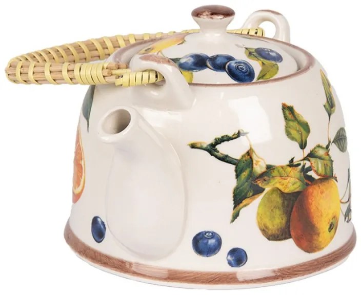 Porcelánová konvička na čaj se sítkem s motivem větviček s ovocem – 800 ml