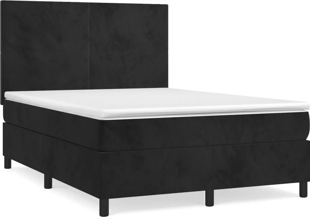 Box spring postel s matrací černá 140x200 cm samet 3142907