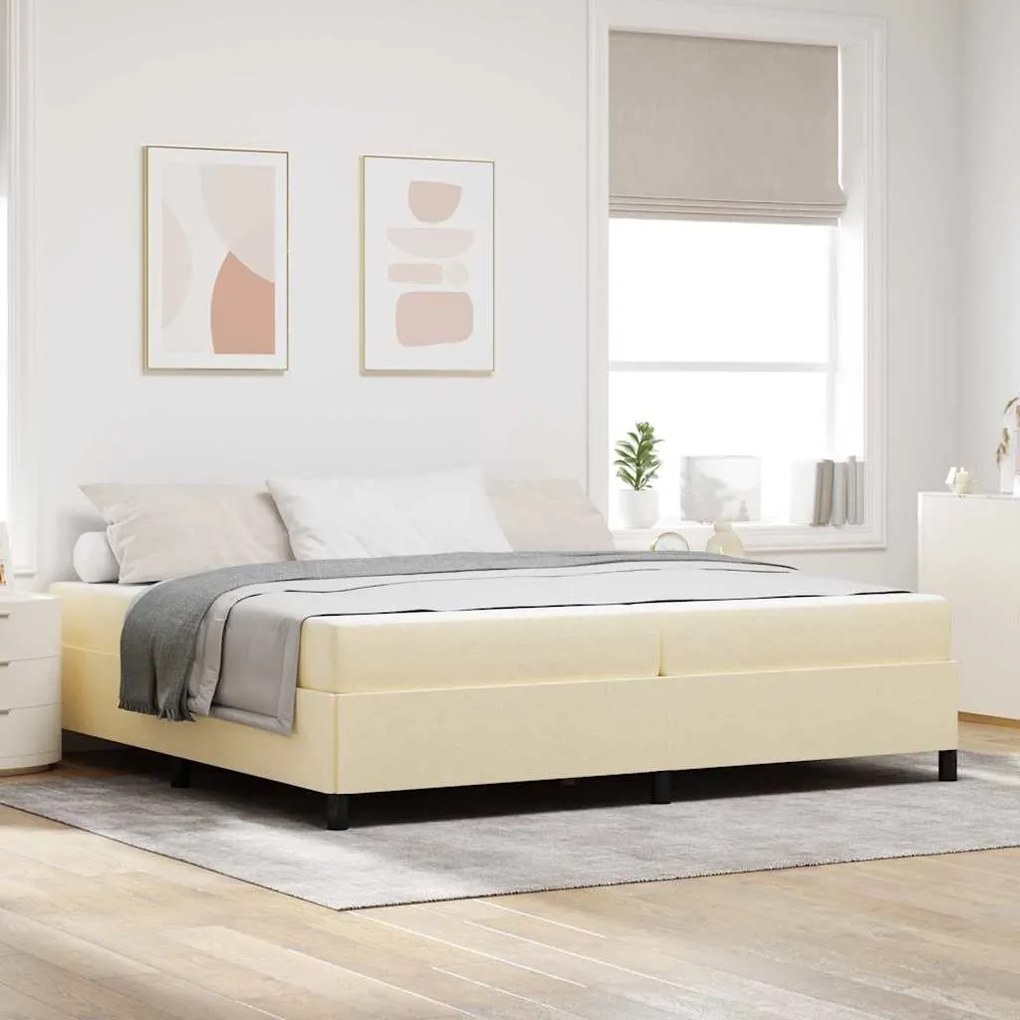 Postel s boxspringem Krémová 200 x 200 cm textil 3398890