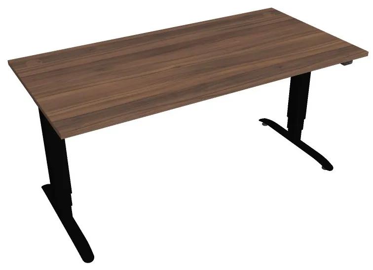 Elektr. nastavitelný stůl 160x80 - HOBIS MOTION MS 3 1600 Dekor stolové desky: ořech, Barva kovové podnože: černá