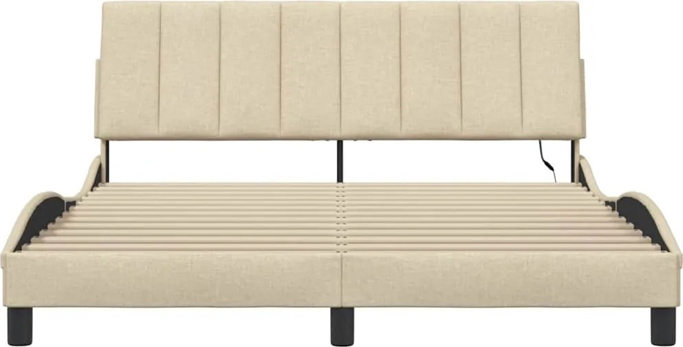 Rám postele bez matrace Hanko krémový 160 x 200 cm textil 3310473