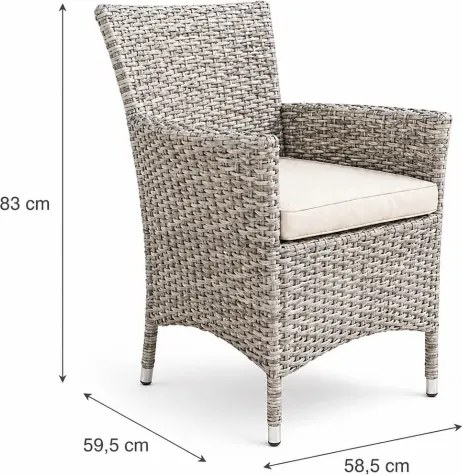Ratanová křesla JANINA šedá sada 4 kusů