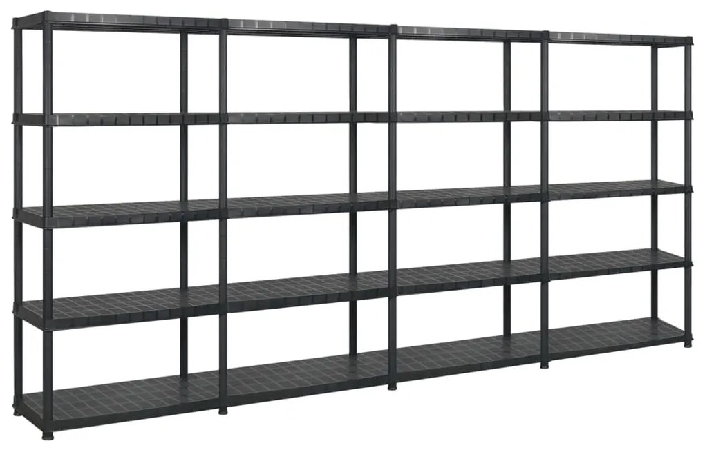 Úložný regál 5patrový černý 366 x 45,7 x 185 cm plast 3059862