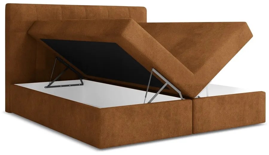 Boxspring postel s úložným prostorem 160x200 cm v terakotové barvě Palta – Makamii