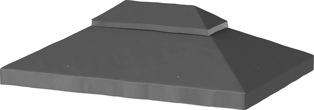 Náhradní stříška Outsunny pro altán 4 x 3m, dvojitá střecha s odtokovými otvory, vysoká hustota 370g/m² polyester, UPF30+ ochrana proti slunci, POUZE…