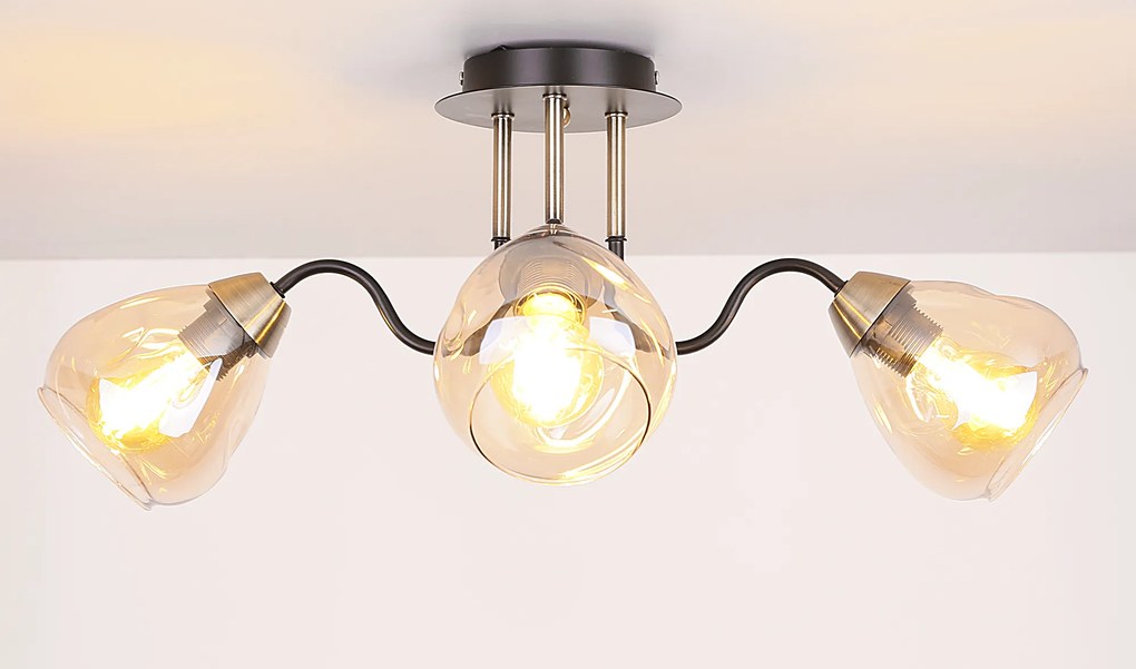 Černo-zlaté stropní svítidlo Unica pro žárovku 3x E27  - Candellux
