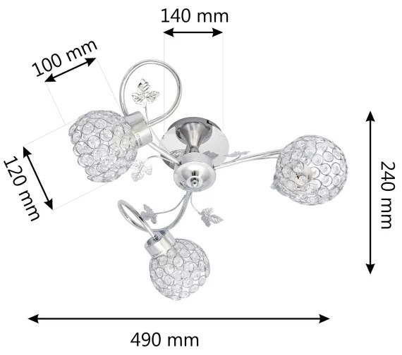 Přisazený lustr SOPHIA 3xE27/15W/230V lesklý chrom/čirá