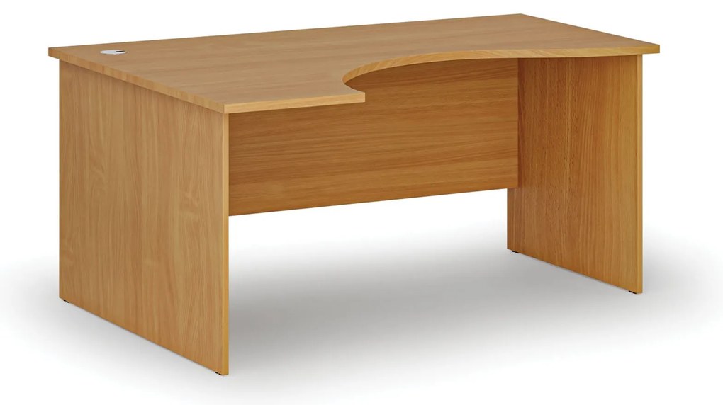 Ergonomický kancelářský psací stůl PRIMO WOOD, 160x120 cm, levý, buk