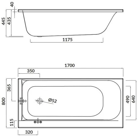 Cersanit Smart, akrylátová vana levá 170x80cm + nožičky, bílá, S301-117