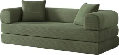 Aosom Tatami styl bezkostní kombinovaný sedací nábytek, přeměnitelný na postel, vhodný do obývacího pokoje a ložnice, 195D x 89Š x 59V cm, zelená