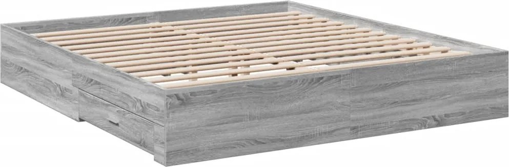 Rám postele se zásuvkami šedý sonoma 200 x 200 cm kompozit 3280361