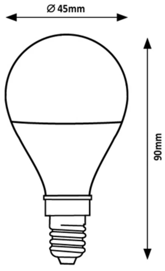 Rabalux SMD LED Smart Wifi žárovka E14 G45 5W 450lm CCT 2700K-6500K+RGB Dim