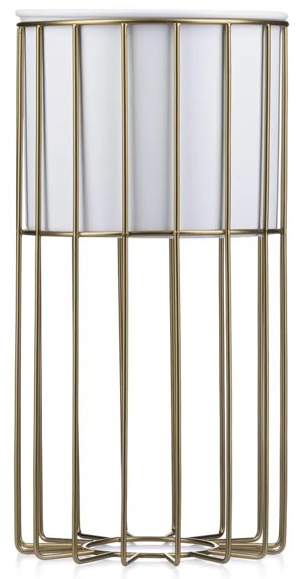 KOVOVÝ KVĚTINÁČ SE STOJÁNEM GLAM 42X20 CM BÍLÁ/ZLATÁ