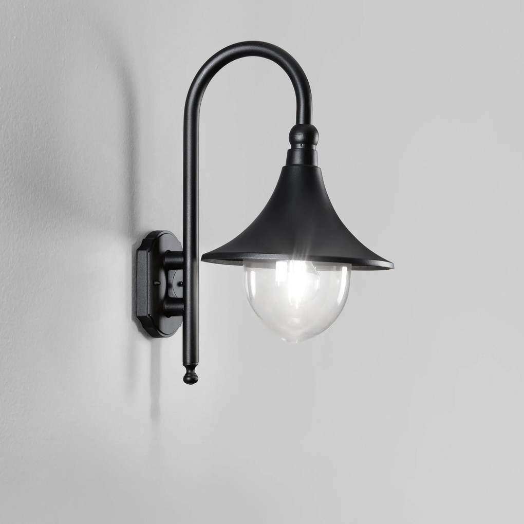 FAN LANT-PAVIA-AP1 Venkovní nástěnné svítidlo PAVIA černá, 1xE27, IP44, 26 x 48 x 34 cm - FANEUROPE
