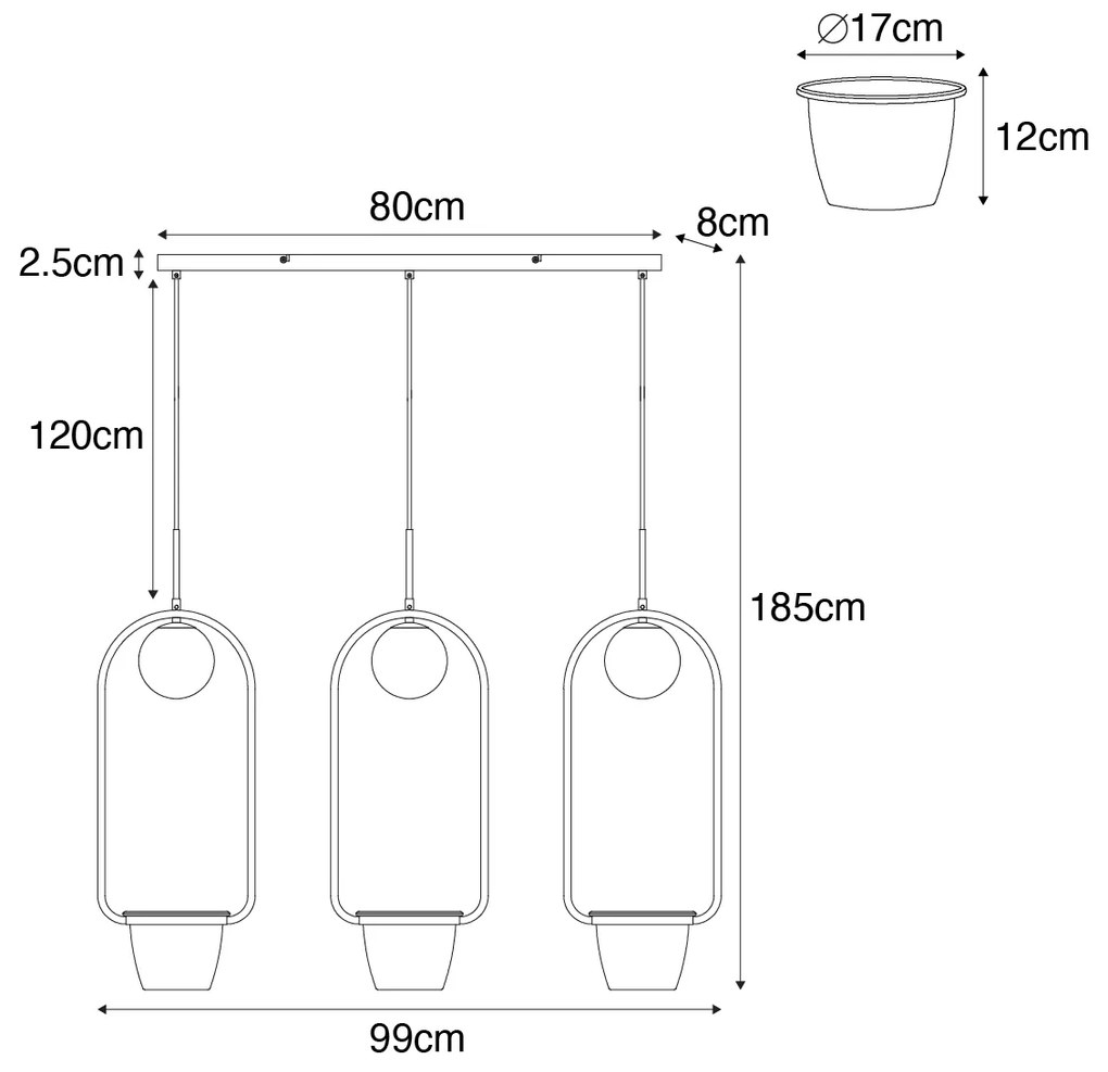 Art Deco závěsné svítidlo zlaté s bílým sklem 3-světlo - Isabella