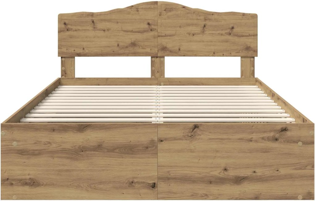 Rám postele Umělecký dub 150 x 200 cm Masivní borové dřevo 3412888