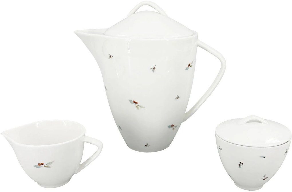 by inspire čajová porcelánová souprava berries - konvice 1600 ml, mléčenka 150 ml, cukřenka 150 ml