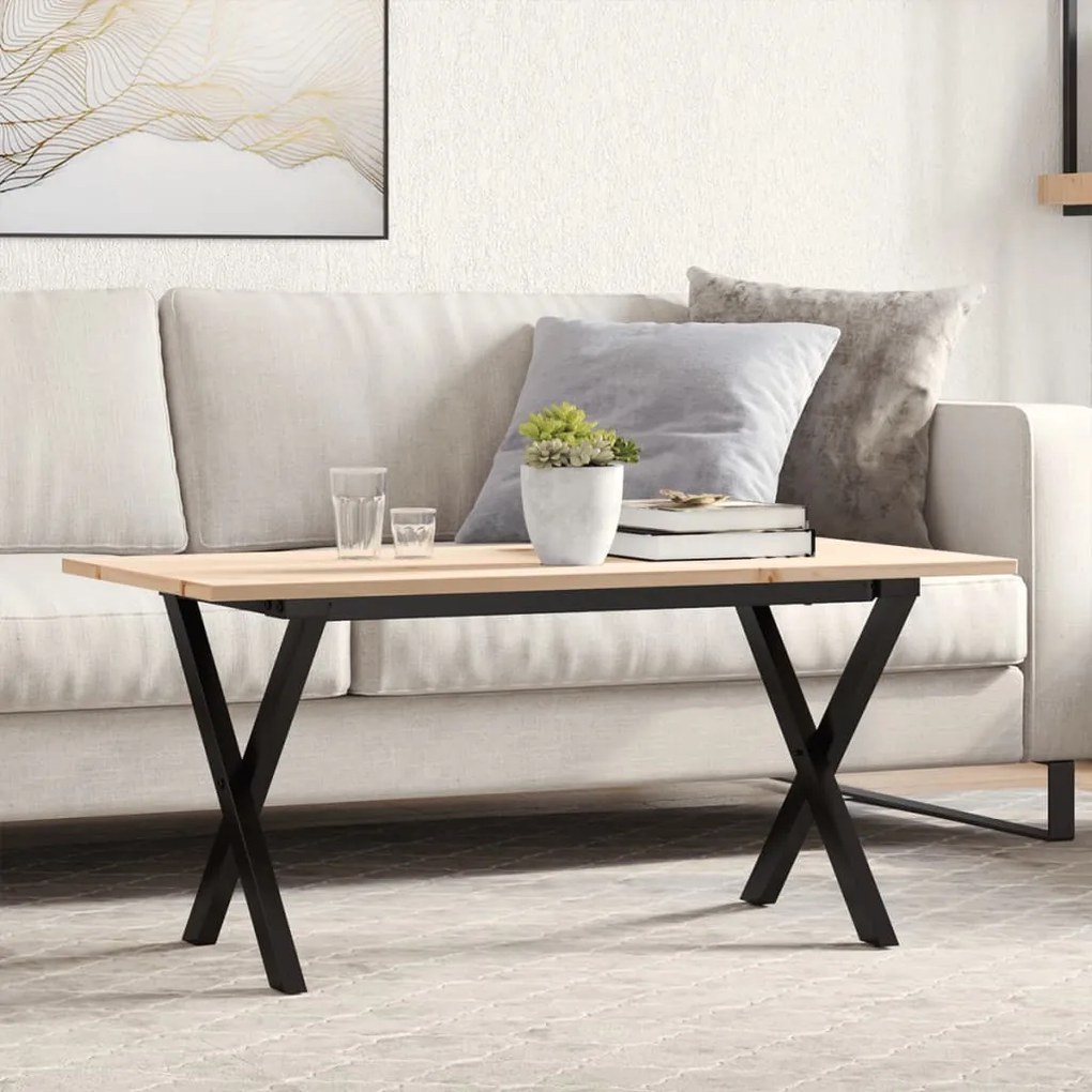 Konferenční stolek s X rámem 100x50x45 cm borové dřevo a ocel 3282688