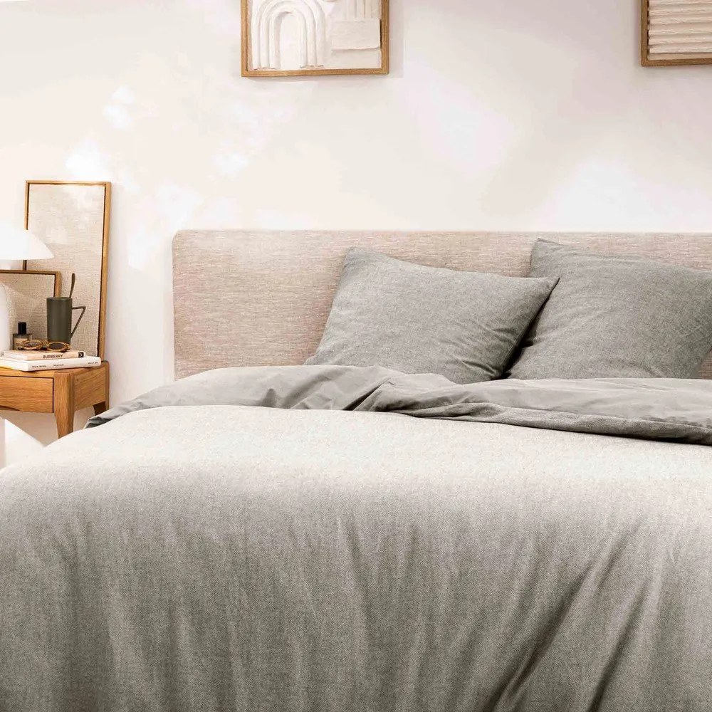 Šedé 3dílné bavlněné povlečení na dvoulůžko/prodloužené 240x220 cm Meline – douceur d'intérieur