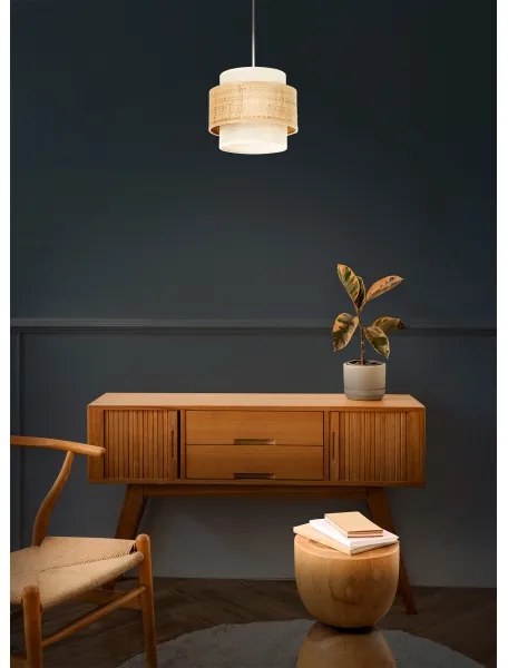 Lustr na lanku BOHO 1xE27/60W/230V pr. 20 cm juta/krémová