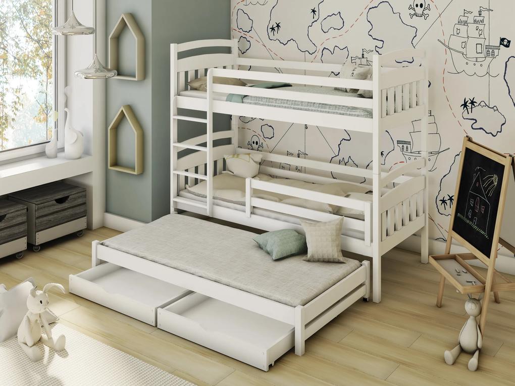Dětská postel 80 cm ANIE (s roštem a úl. prostorem) (bílá). 1013169