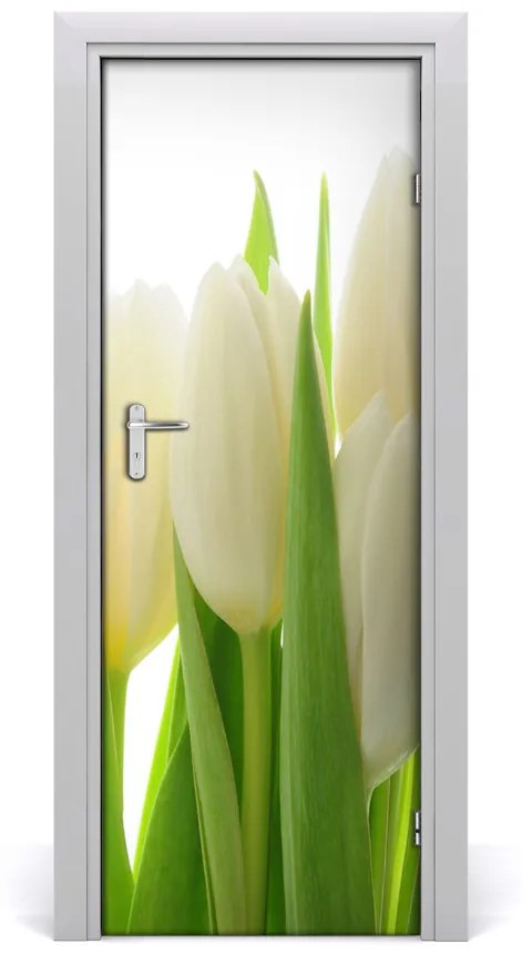 Fototapeta na dveře Bílé tulipány 95x205 cm