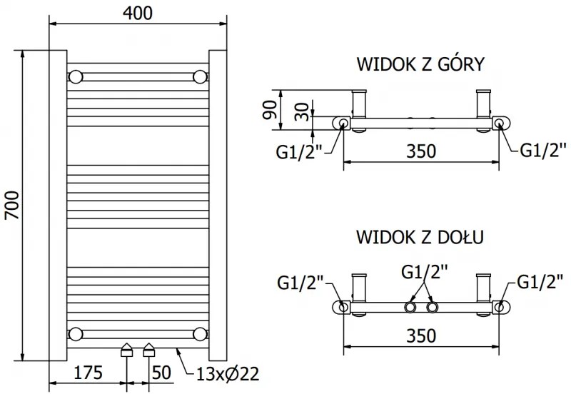 Mexen Mars, elektrické topné těleso 700 x 400 mm, 300 W, černá, W110-0700-400-6300-70