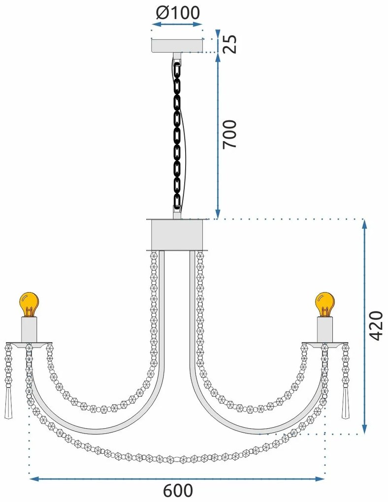 Toolight Křišťálová lustrová lampa APP765-6CP zlatá