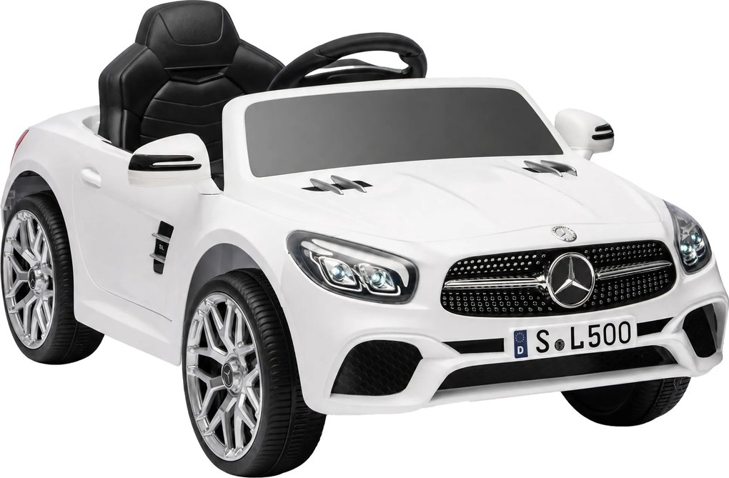 AIYAPLAY elektrické auto pro děti Mercedes-Benz SL500 12V s dálkovým ovládáním 2,4G, 2 motory, odpružení, jemný start, bílé