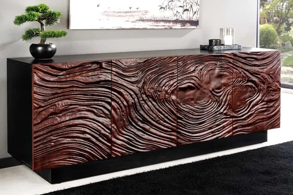 Luxusní 3D komoda River z akáciového masivu 175cm