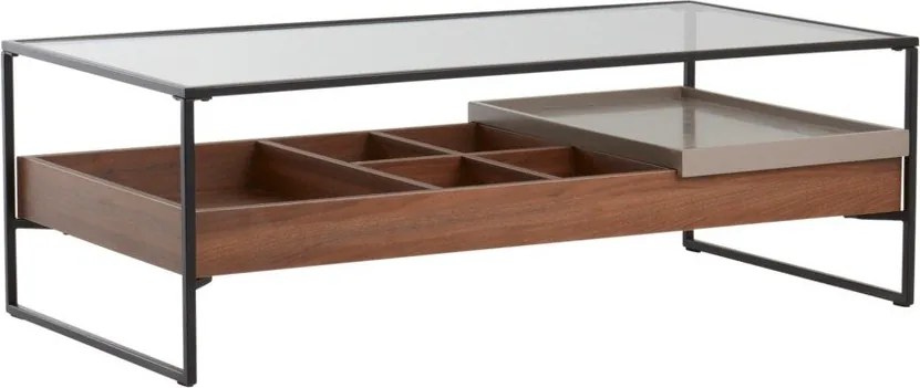 Konferenční stolek se skleněnou deskou v tmavě přírodní barvě 60x120 cm Sveg – Jotex