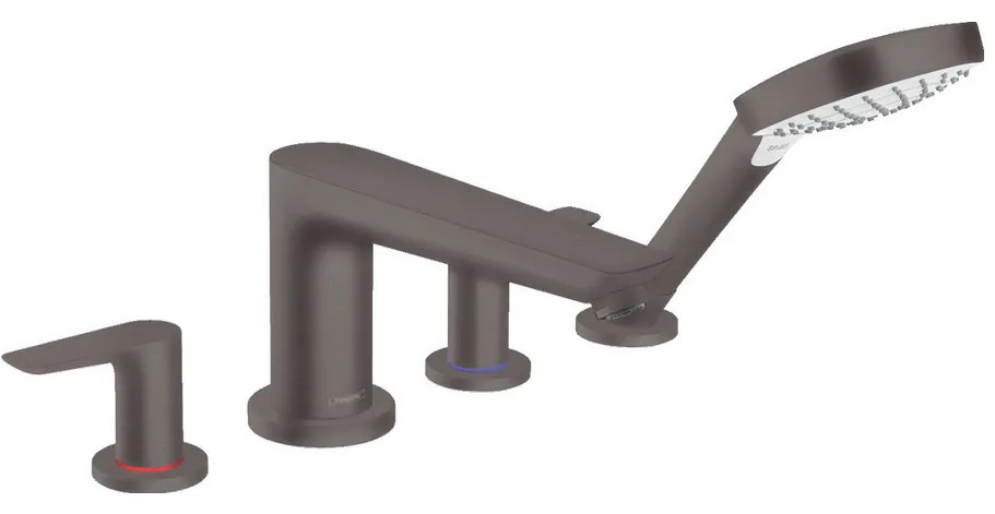Hansgrohe Talis E, baterie na okraj vany, 4-otvorová instalace, kartáčovaná černá chromová, 71748340