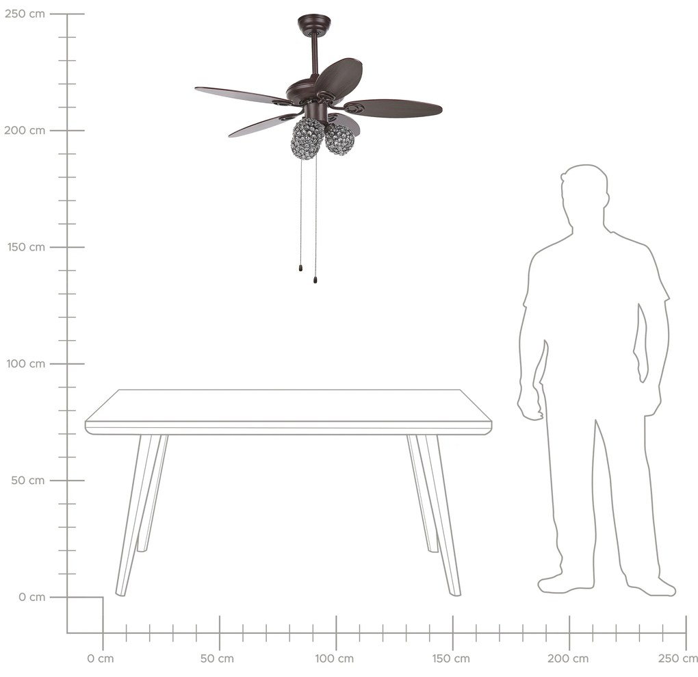 Hnědý stropní ventilátor se světlem HEILONG Beliani