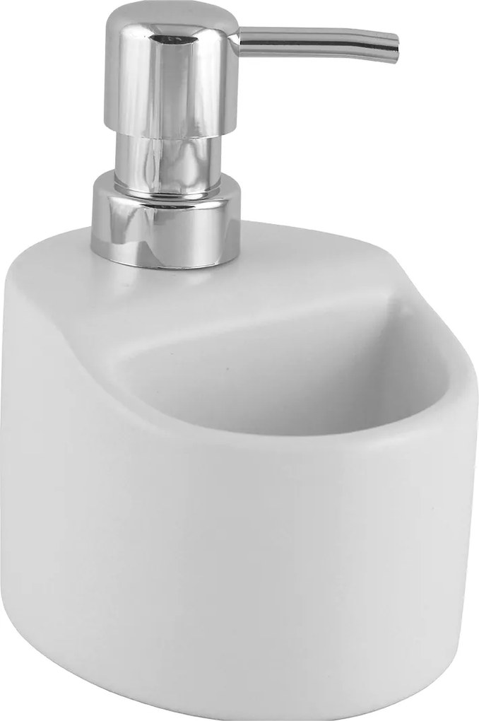 Kuchinox Yogo, keramický dávkovač saponátu 330ml na postavení, bílá-chromová, LAV-AMP_6M2M